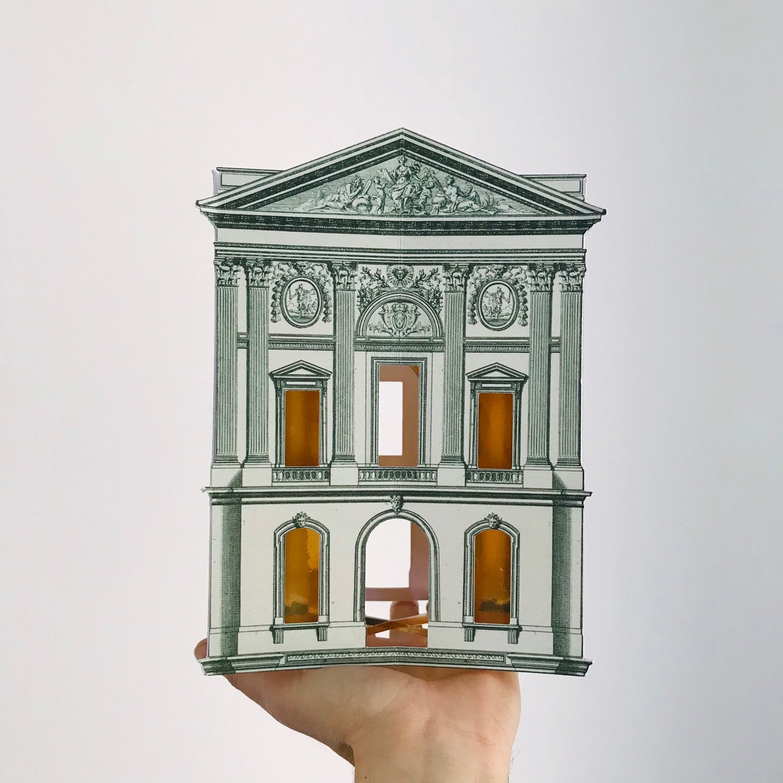 Palace Louvre Facade Architecture paper lantern Popup building | Etsy