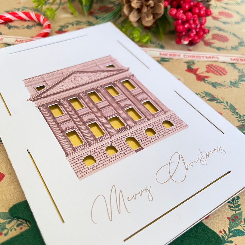 Christmas Card Mansion House Architectural Card - Etsy