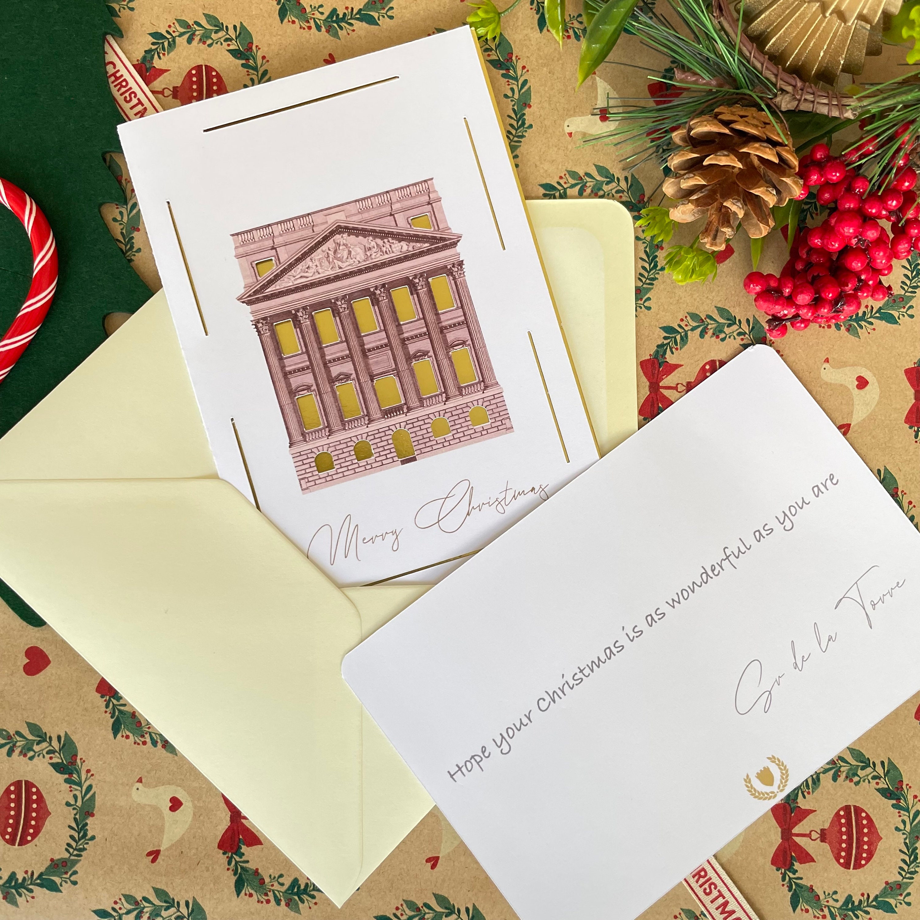 Christmas Card Mansion House Architectural Card - Etsy