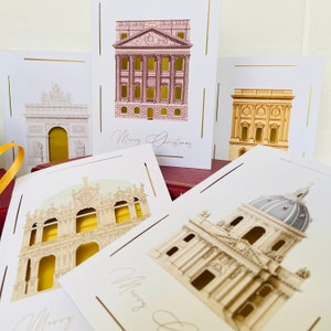 Pack of 6 Christmas Cards Architectural Card - Etsy