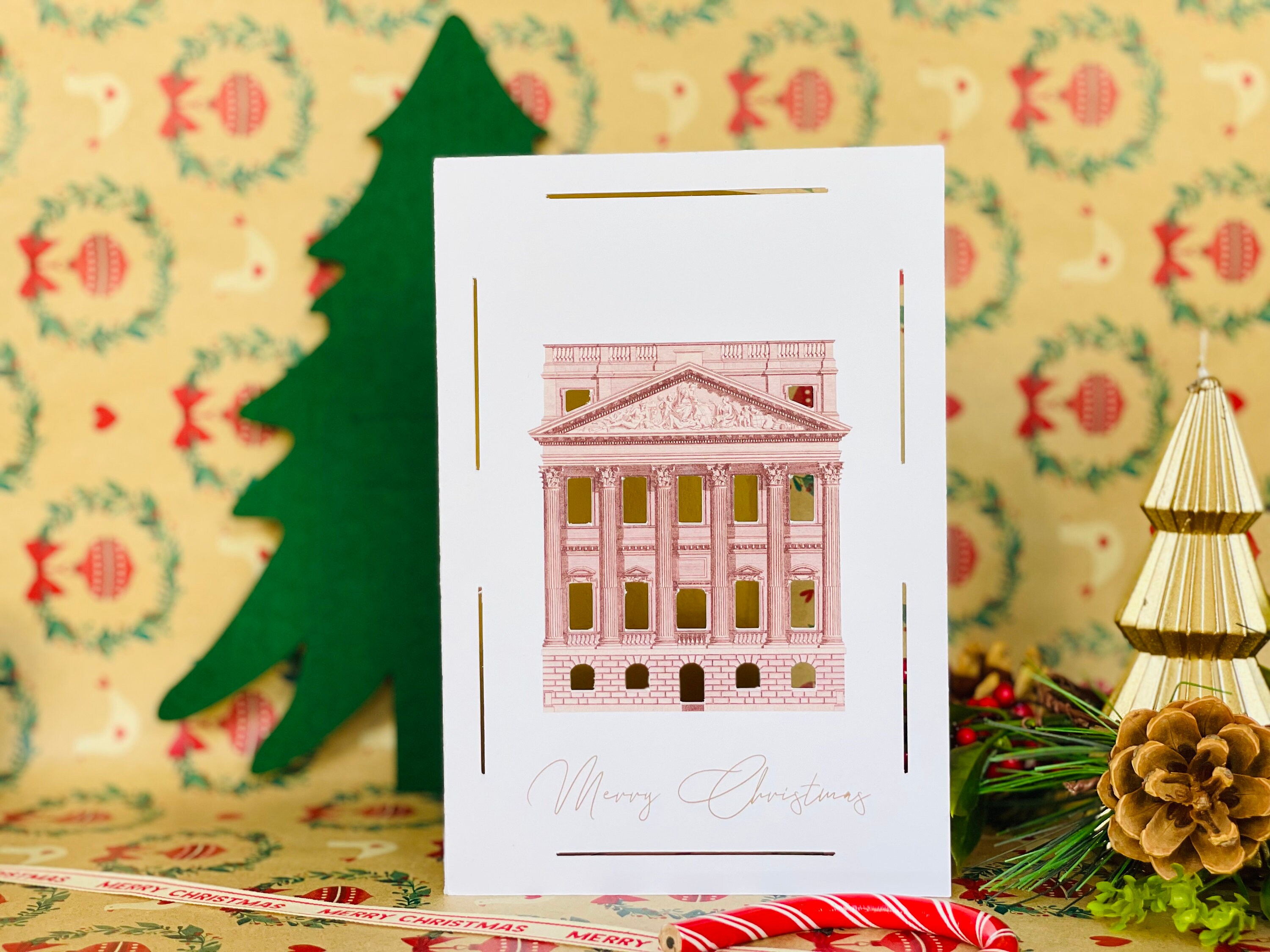 Christmas Card Mansion House Architectural Card - Etsy