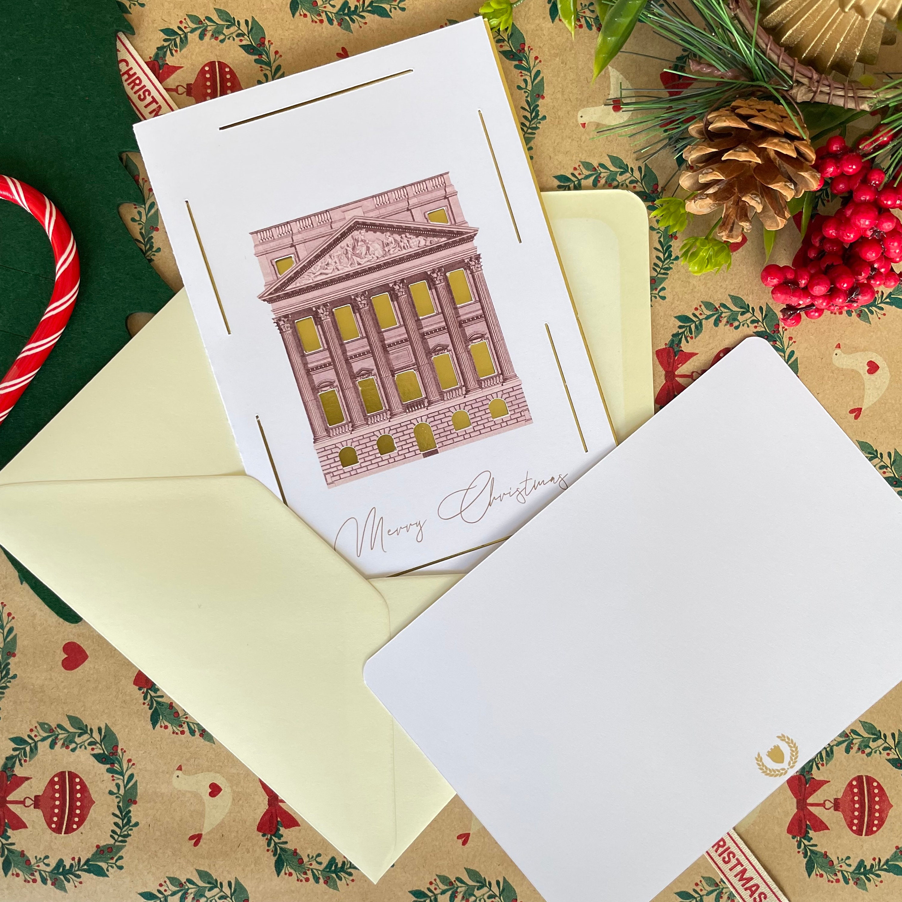 Christmas Card Mansion House Architectural Card - Etsy