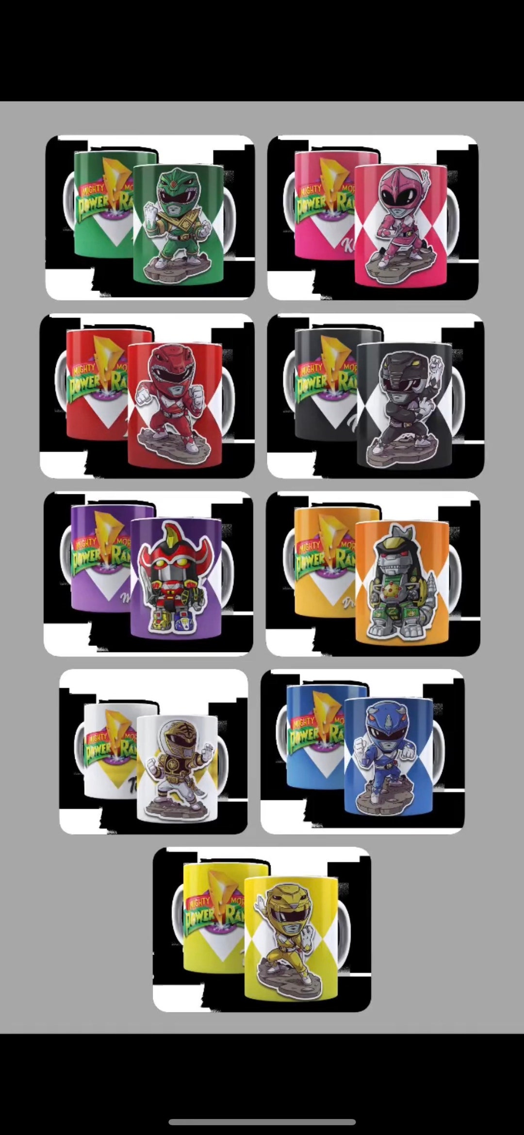 Power Ranger Mug Set - Etsy