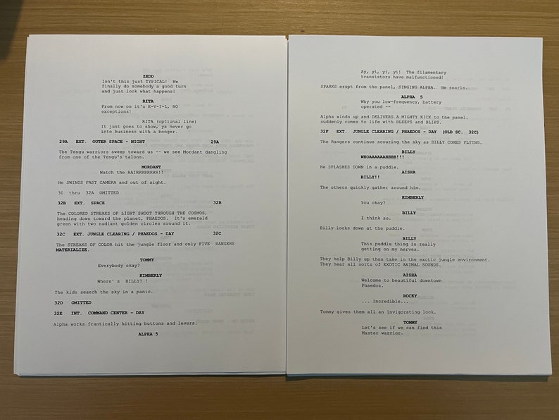 Mighty Morphin Power Rangers, the Movie Script - Etsy