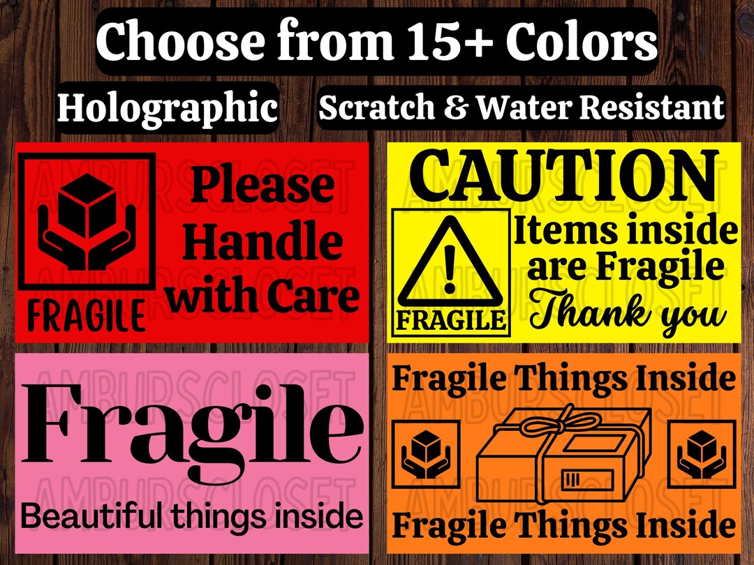 50 PRINTED FRAGILE STICKERS 2.25" Envelope Labels Small Business ...