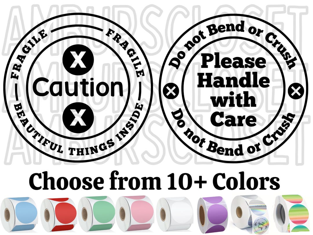 40 FRAGILE Stickers 2 Round Labels Seals Shipping Supplies Scratch ...