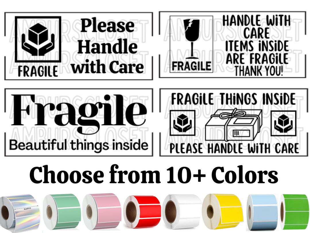 50 FRAGILE STICKERS 2.25 Envelope Labels Seals Small Business Shipping ...