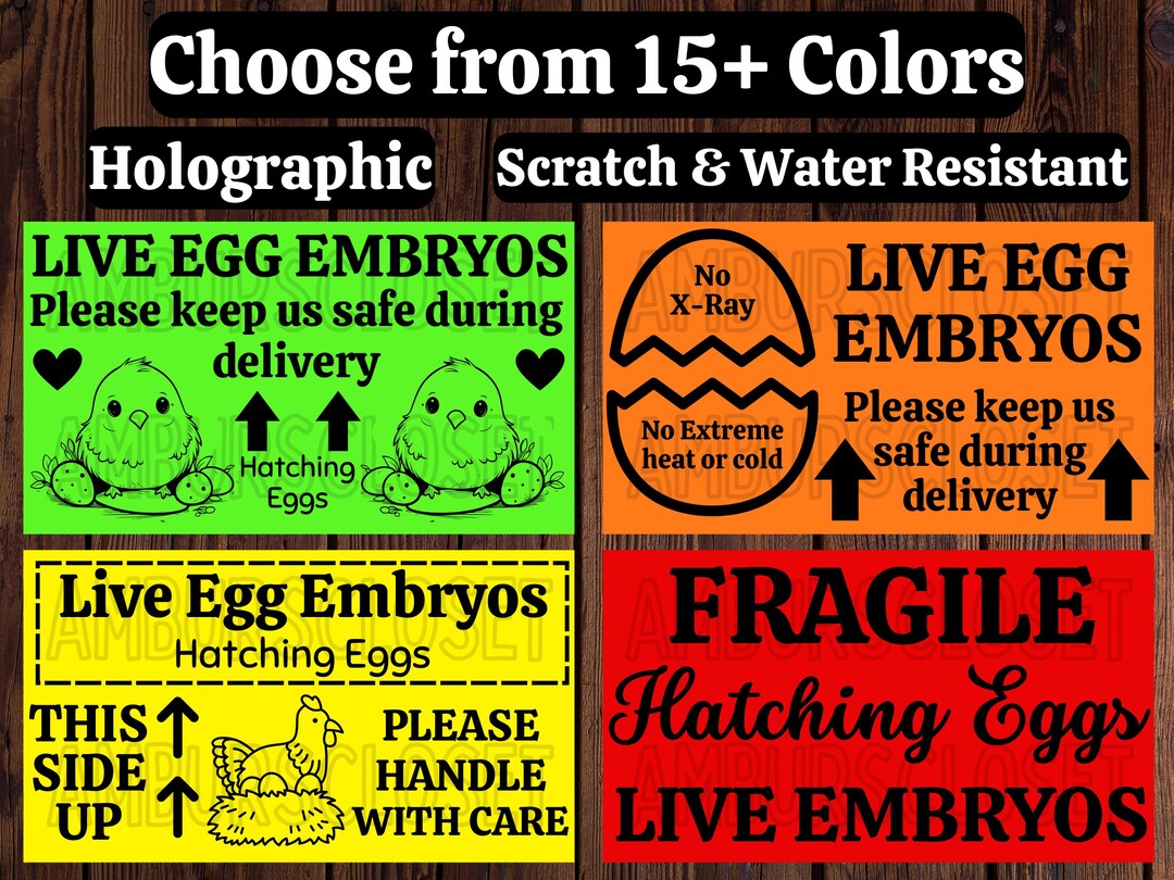 50 PRINTED Live Egg Embryos STICKERS 2.25" Seals Labels Small Business ...