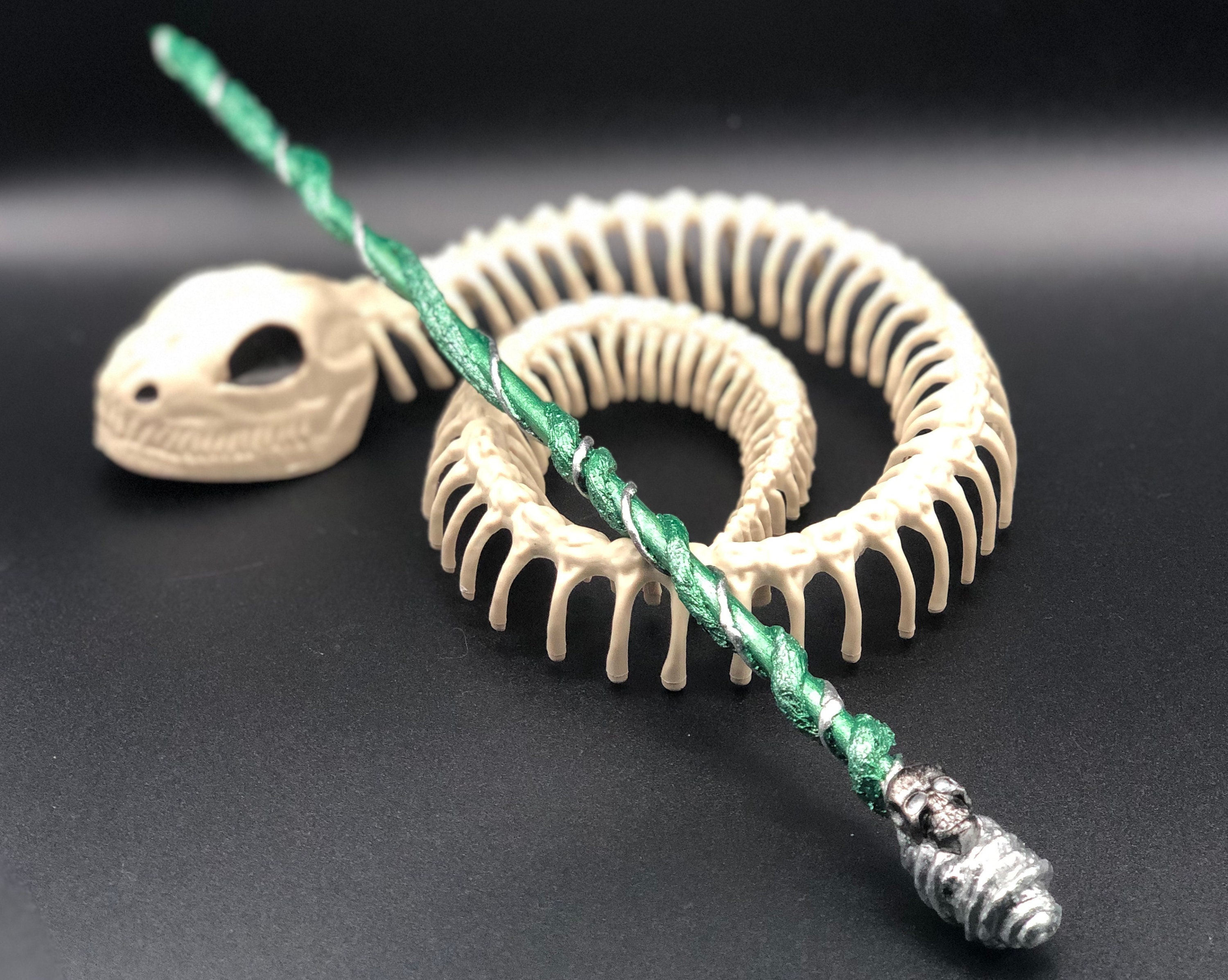 Green and silver stripe wand snake wand wizard wand wand | Etsy