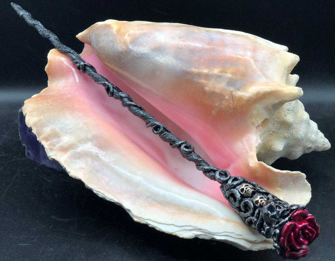 Witch/wizard Vampire Skull Rose Wand-wand-scepter-evil Queen Wand ...