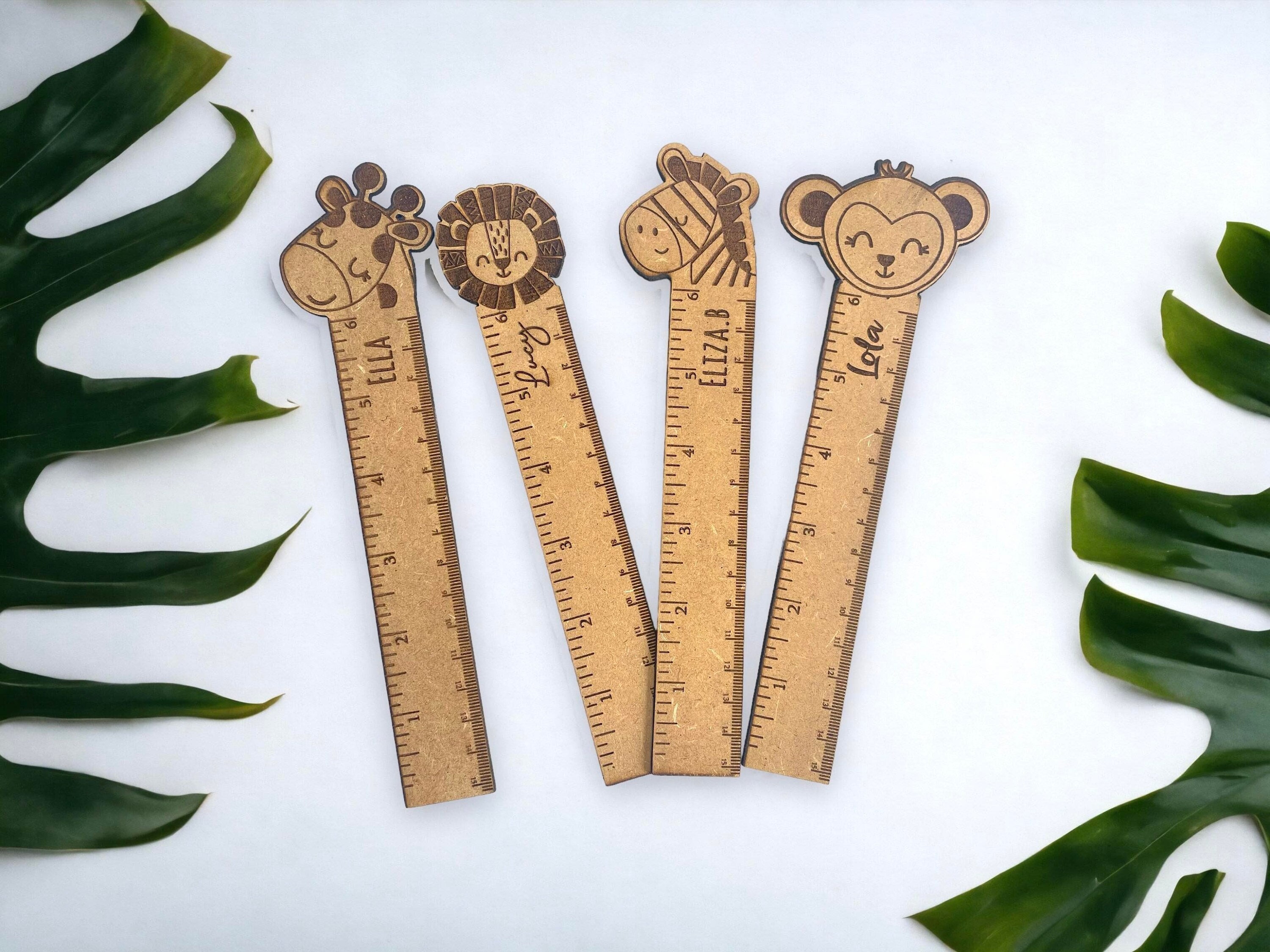 Safari Animal Wooden Bookmark Ruler Personalised Ruler - Etsy UK