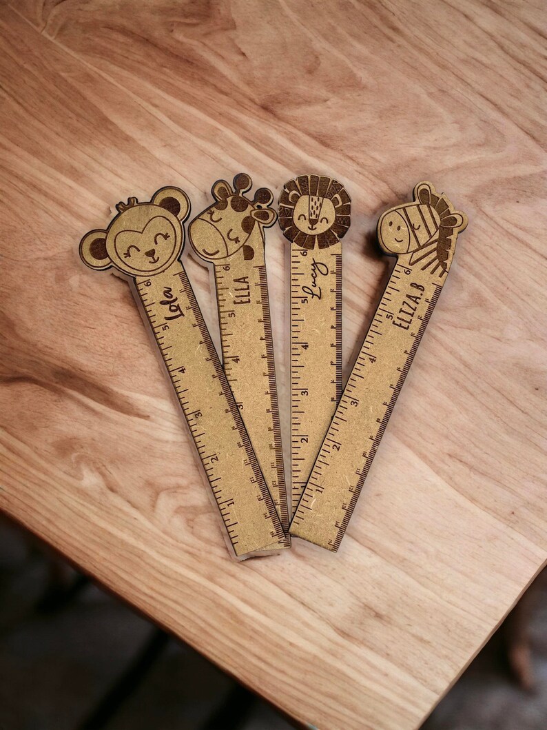 Safari Animal Wooden Bookmark Ruler Personalised Ruler - Etsy UK