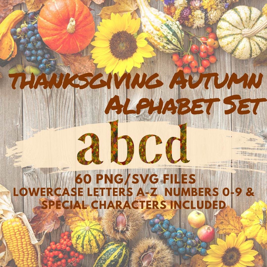 Autumn Fall Lowercase Letters SVG/PNG Clipart Alphabet and Numbers ...