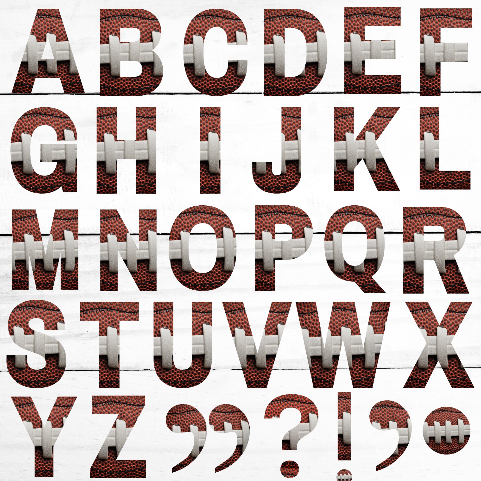 Football Uppercase Letters SVG/PNG Clipart Alphabet and Numbers Instant ...