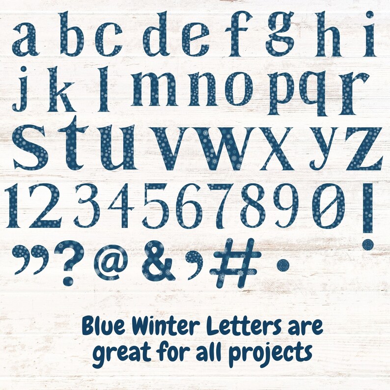 Blue Winter Lowercase Alphabet SVG/PNG Clipart Letters/numbers Instant ...