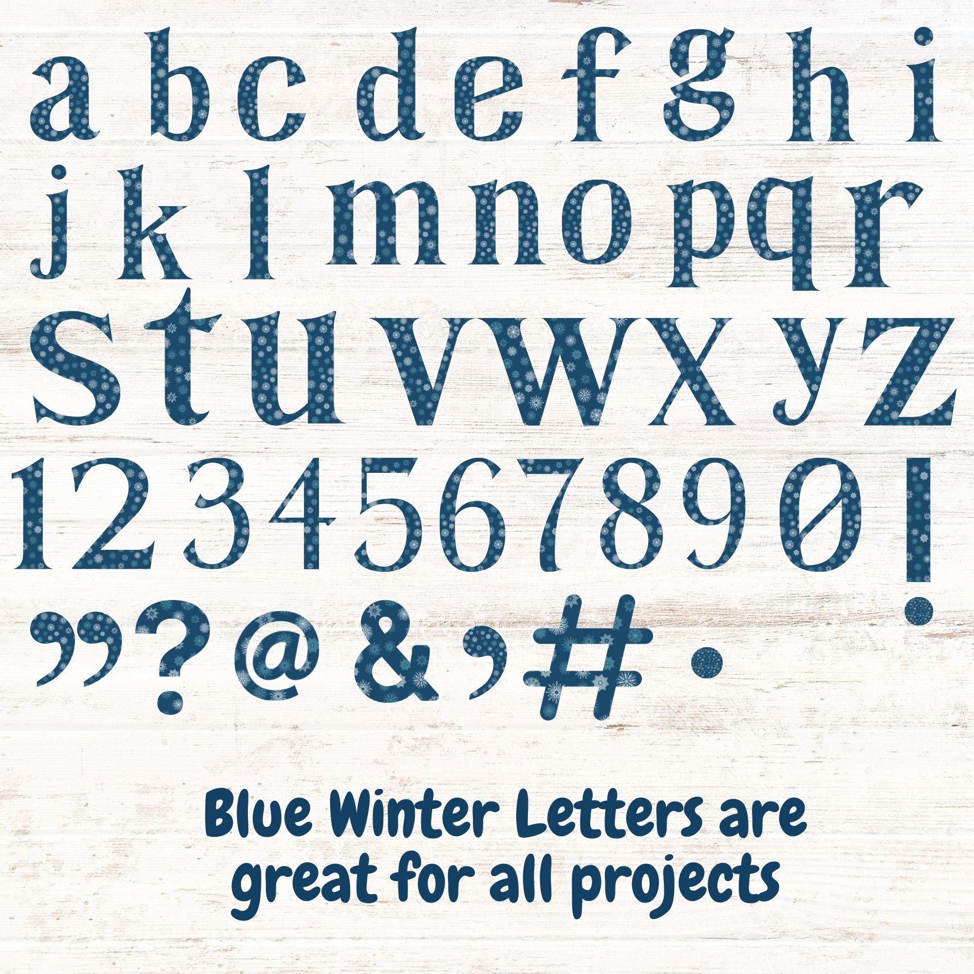 Blue Winter Lowercase Alphabet SVG/PNG Clipart Letters/numbers Instant ...