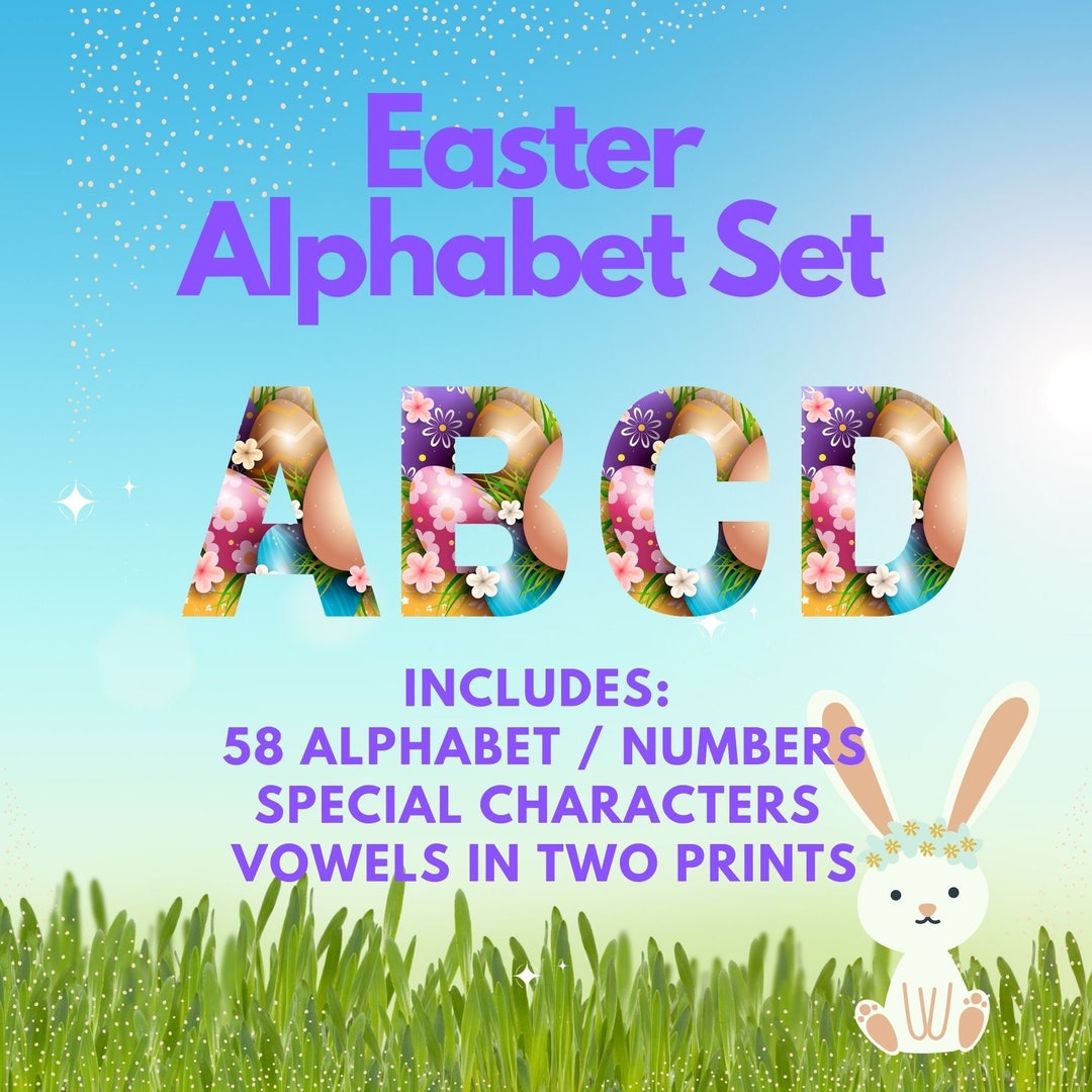 Easter Alphabet Set PNG Files and SVG Cut Files Cricut Files Silhouette ...