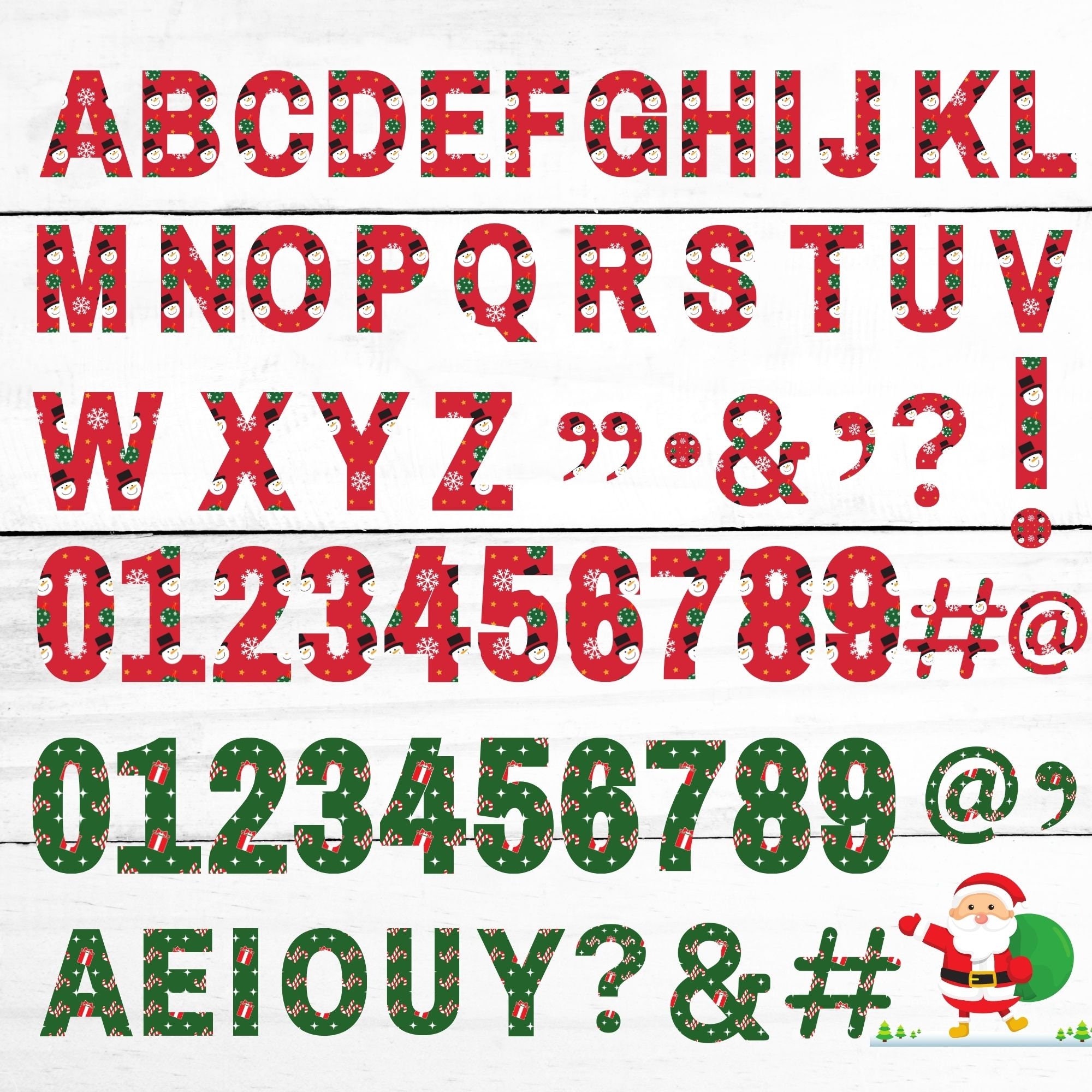 Christmas Uppercase Letters SVG/PNG Clipart Alphabet and - Etsy