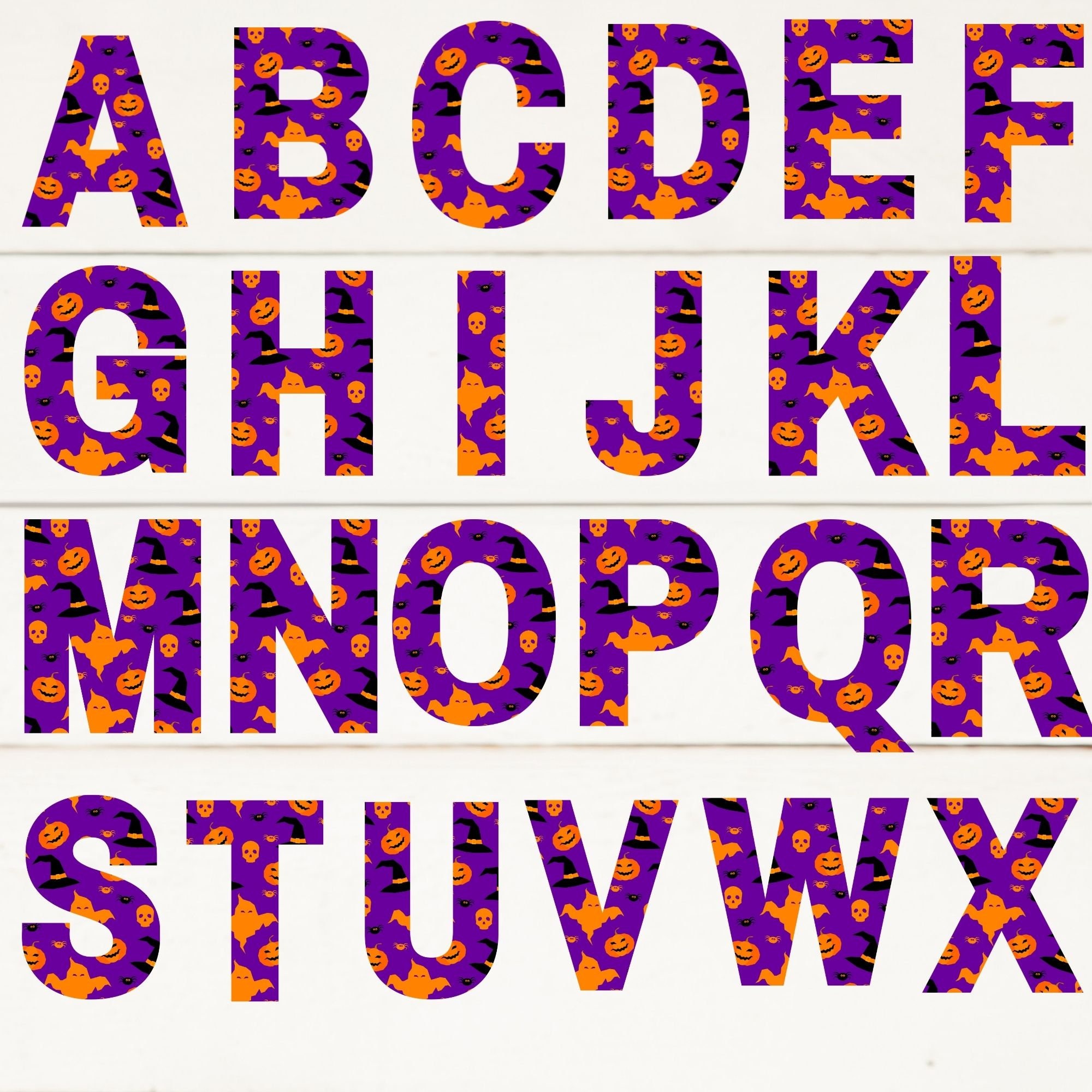Halloween Uppercase Letters SVG/PNG Clipart Alphabet and Numbers ...