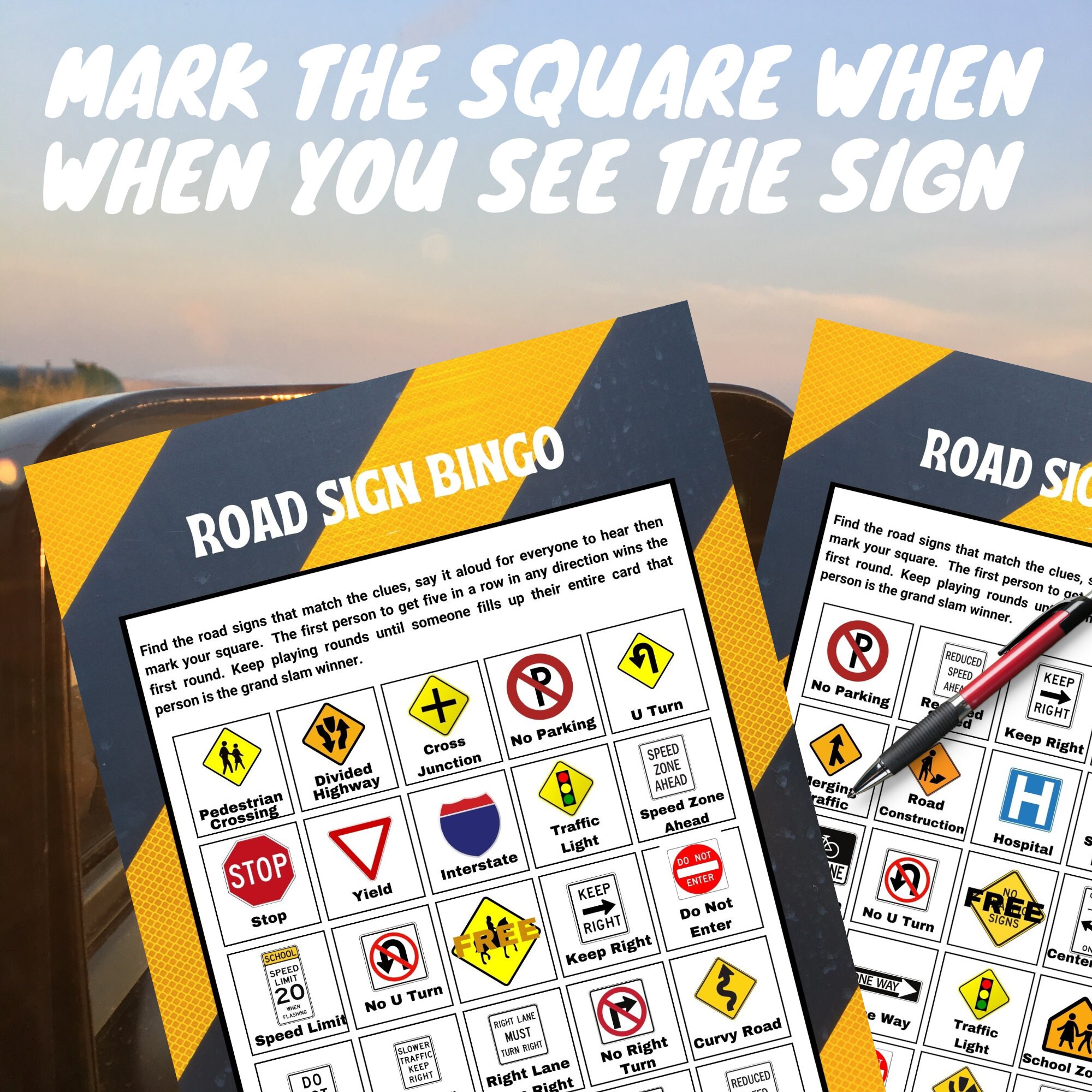 Road Sign Printable Bingo Game. Have Fun on Your Next Road Trip Digital ...