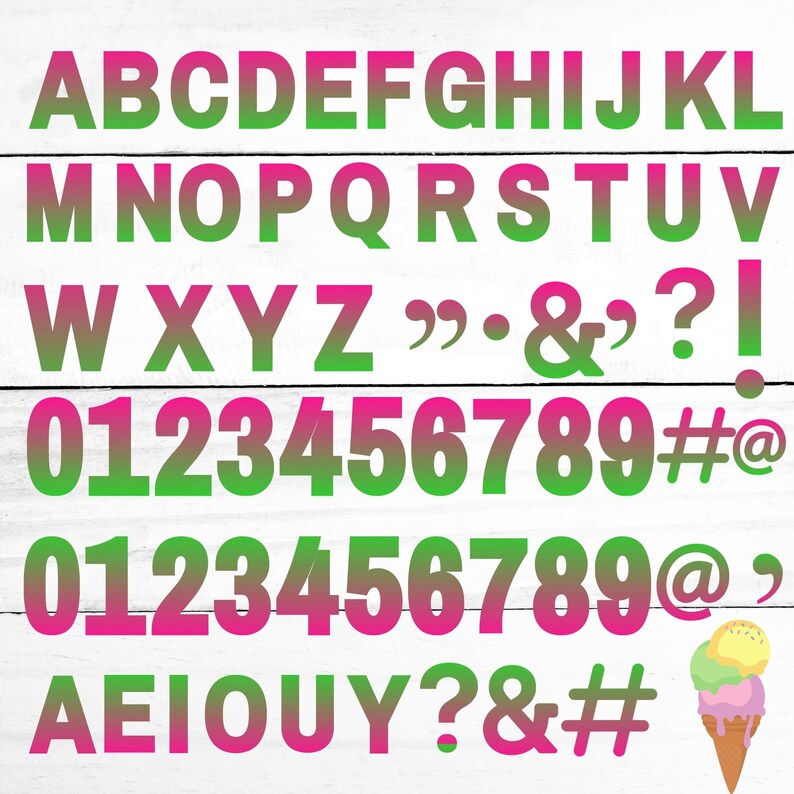 Pink & Green Gradient Uppercase Alphabet SVG/PNG Clipart Letters ...