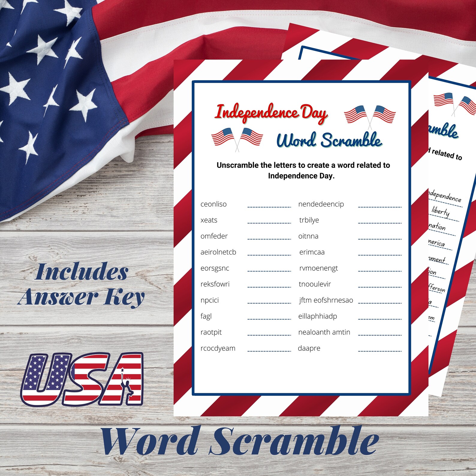 Independence Day Game Bundle Four Unique Printable Games Have Fun ...