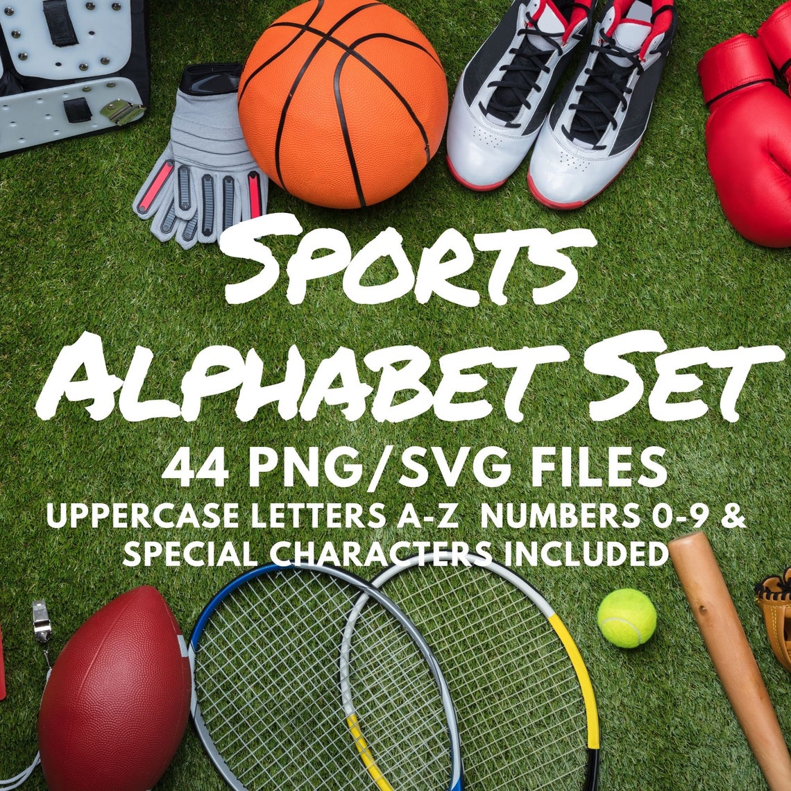 Sports Uppercase Letters SVG/PNG Clipart Alphabet and Numbers Instant ...