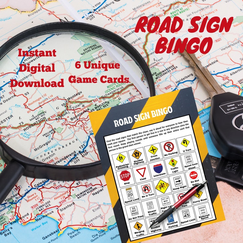 Road Sign Printable Bingo Game. Have Fun on Your Next Road Trip Digital ...
