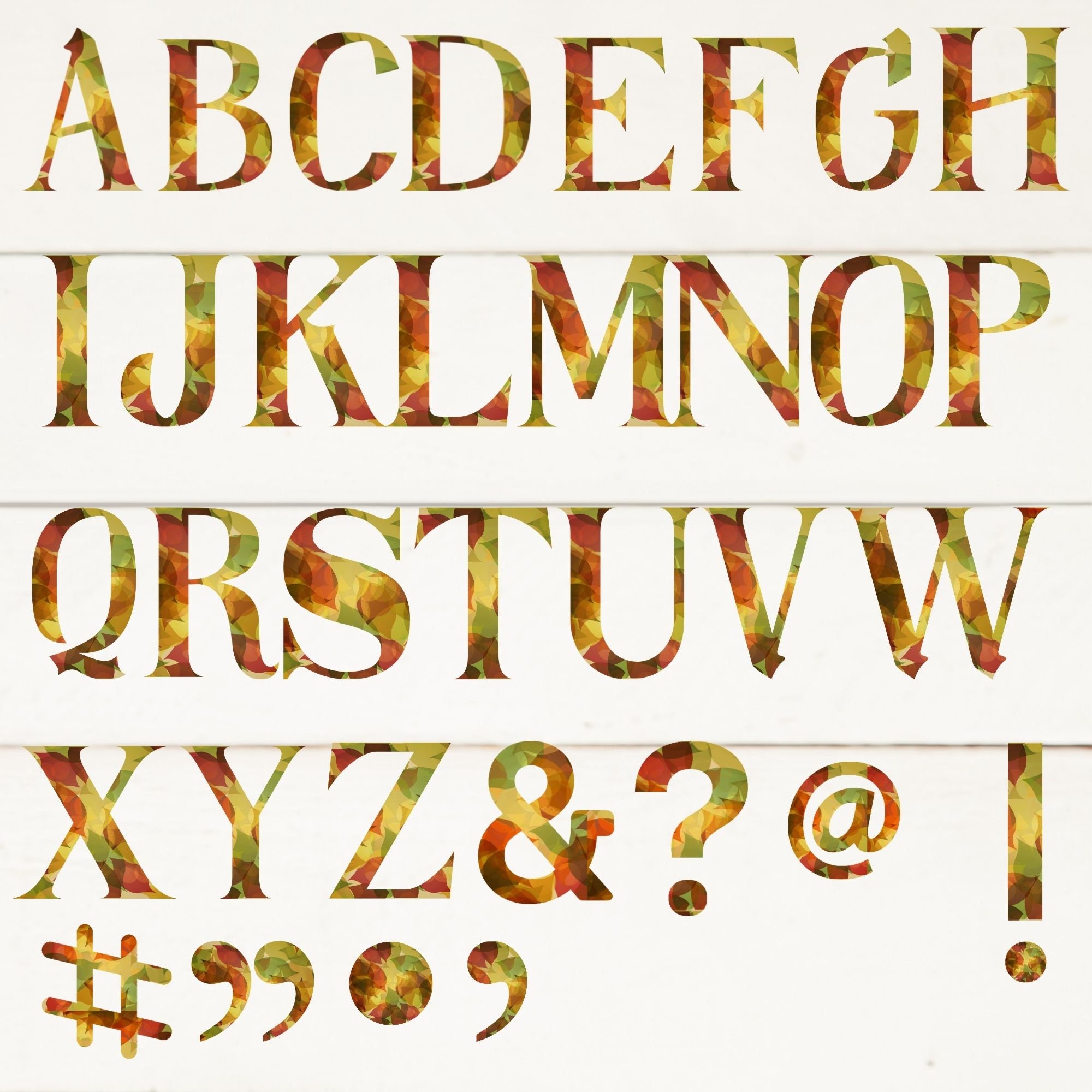 Autumn Fall Uppercase Letters SVG/PNG Clipart Alphabet and Numbers ...