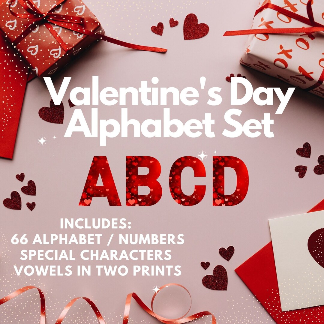 Valentine Love Uppercase Alphabet SVG/PNG Clipart Letters/numbers ...