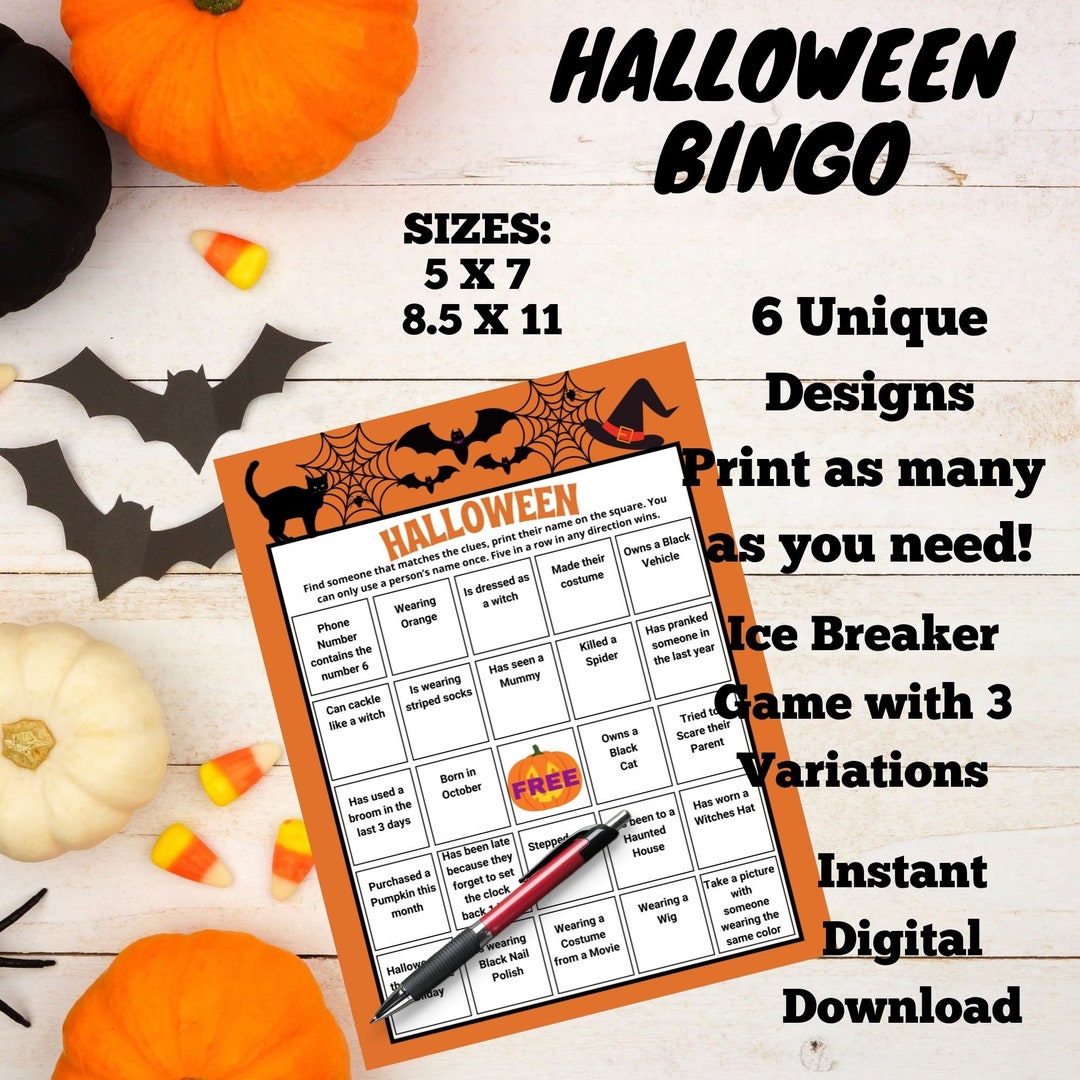 Halloween Printable Bingo Game Have Fun Getting to Know Each Other ...