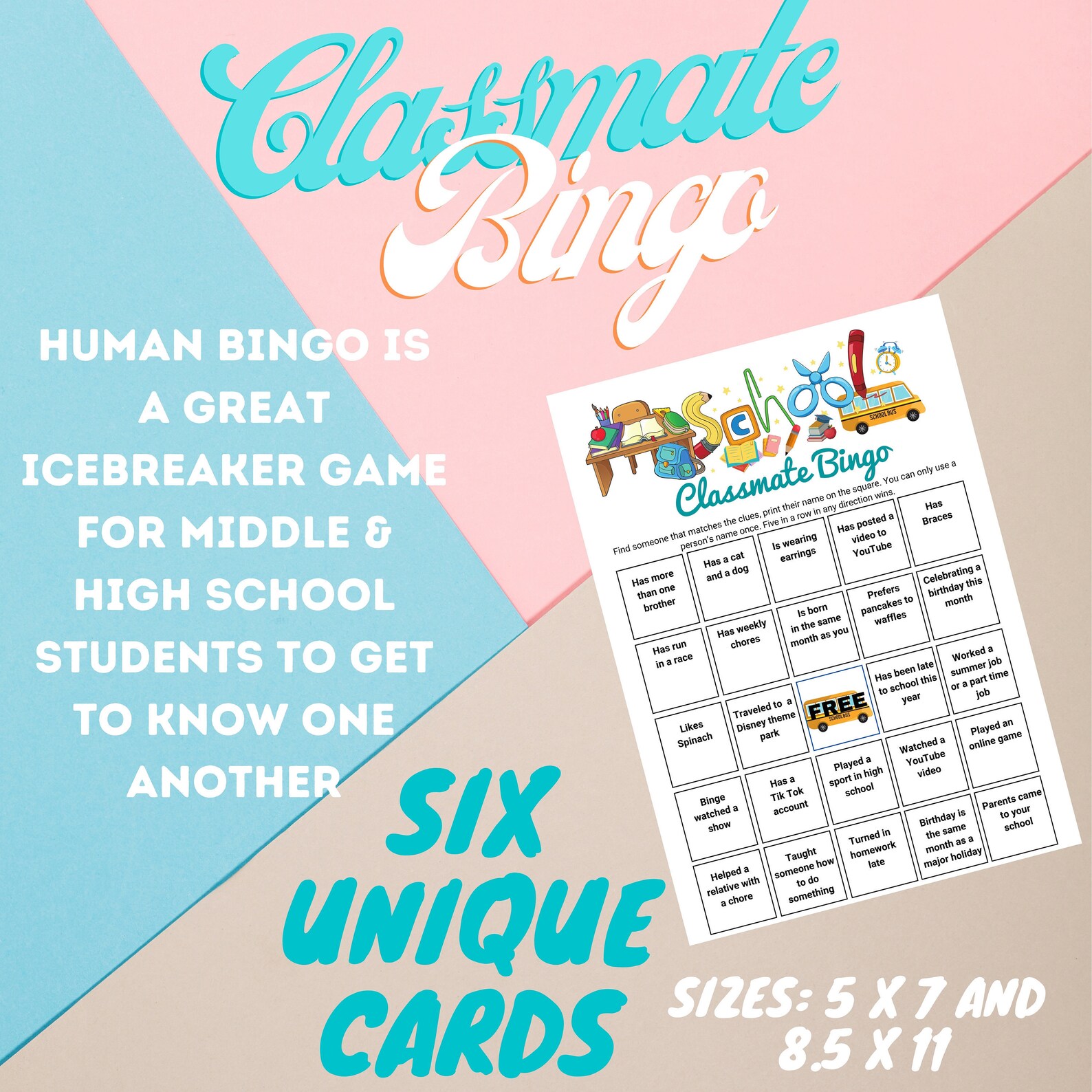 Classmate Printable Bingo Game. Students Will Have Fun While Getting to ...
