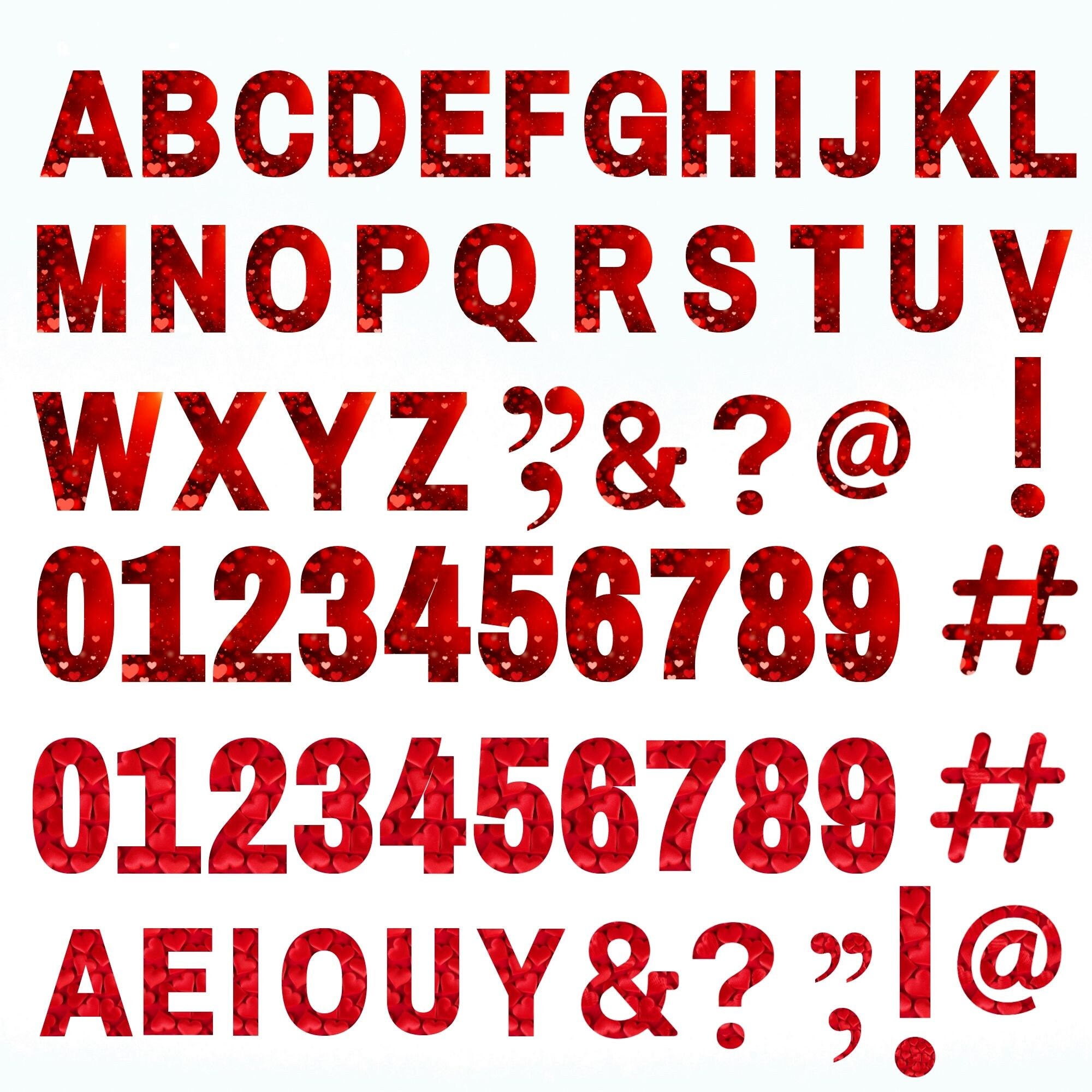 Valentine Love Uppercase Alphabet SVG/PNG Clipart Letters/numbers ...