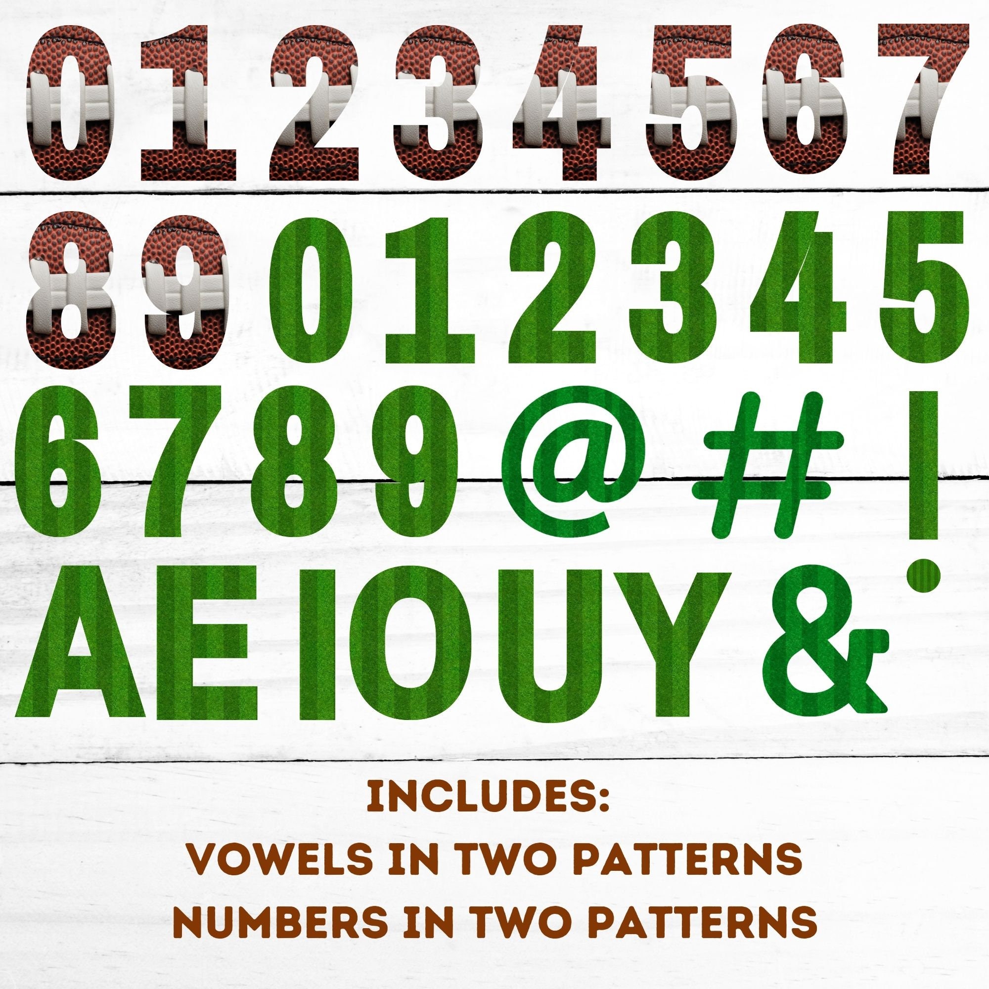 Football Uppercase Letters SVG/PNG Clipart Alphabet and Numbers Instant ...