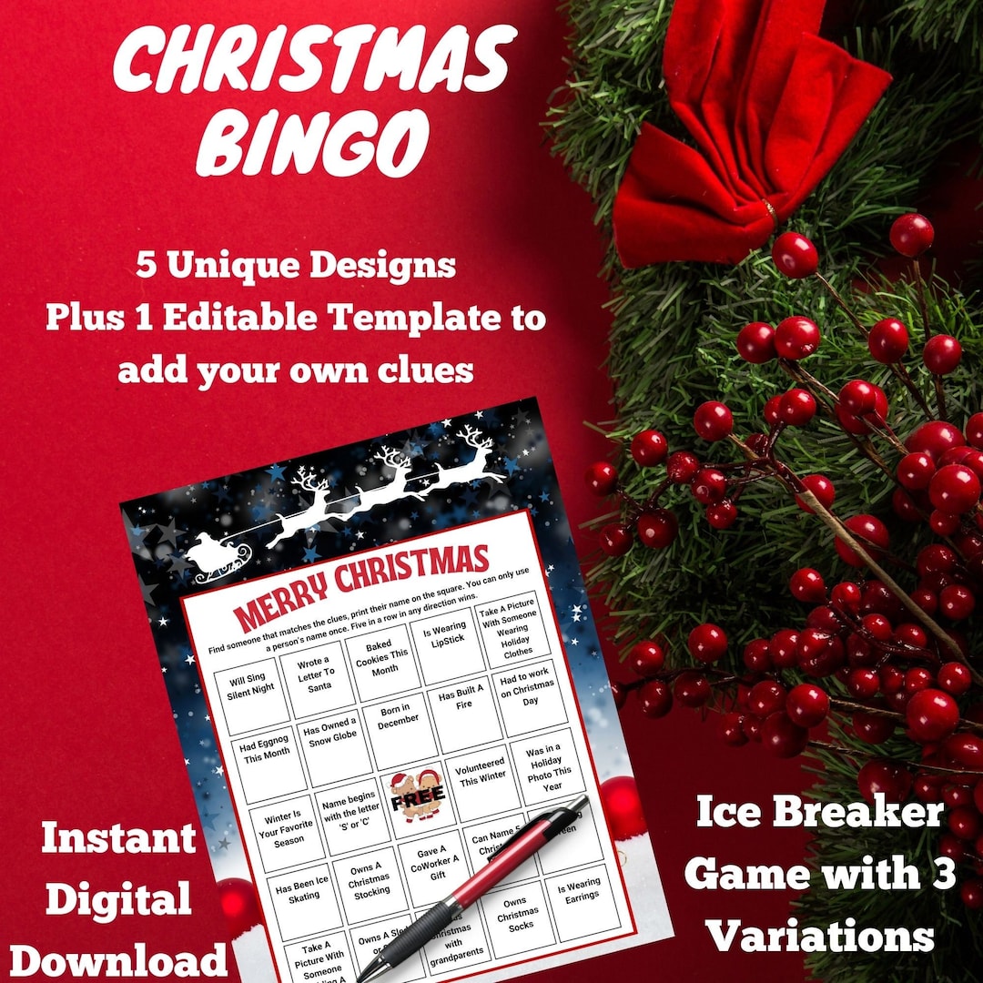 Christmas Printable Bingo Game Have Fun Getting to Know Each Other ...
