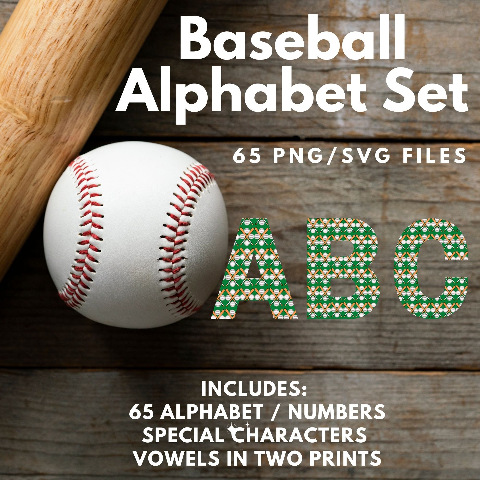 Baseball Uppercase Alphabet SVG/PNG Clipart Letters/numbers Instant ...