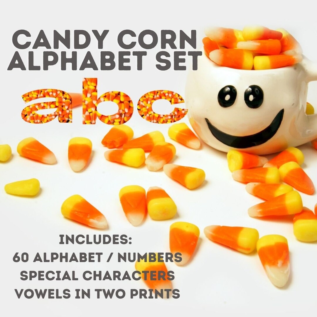 Candy Corn Lowercase Letters SVG/PNG Clipart Alphabet and Numbers ...