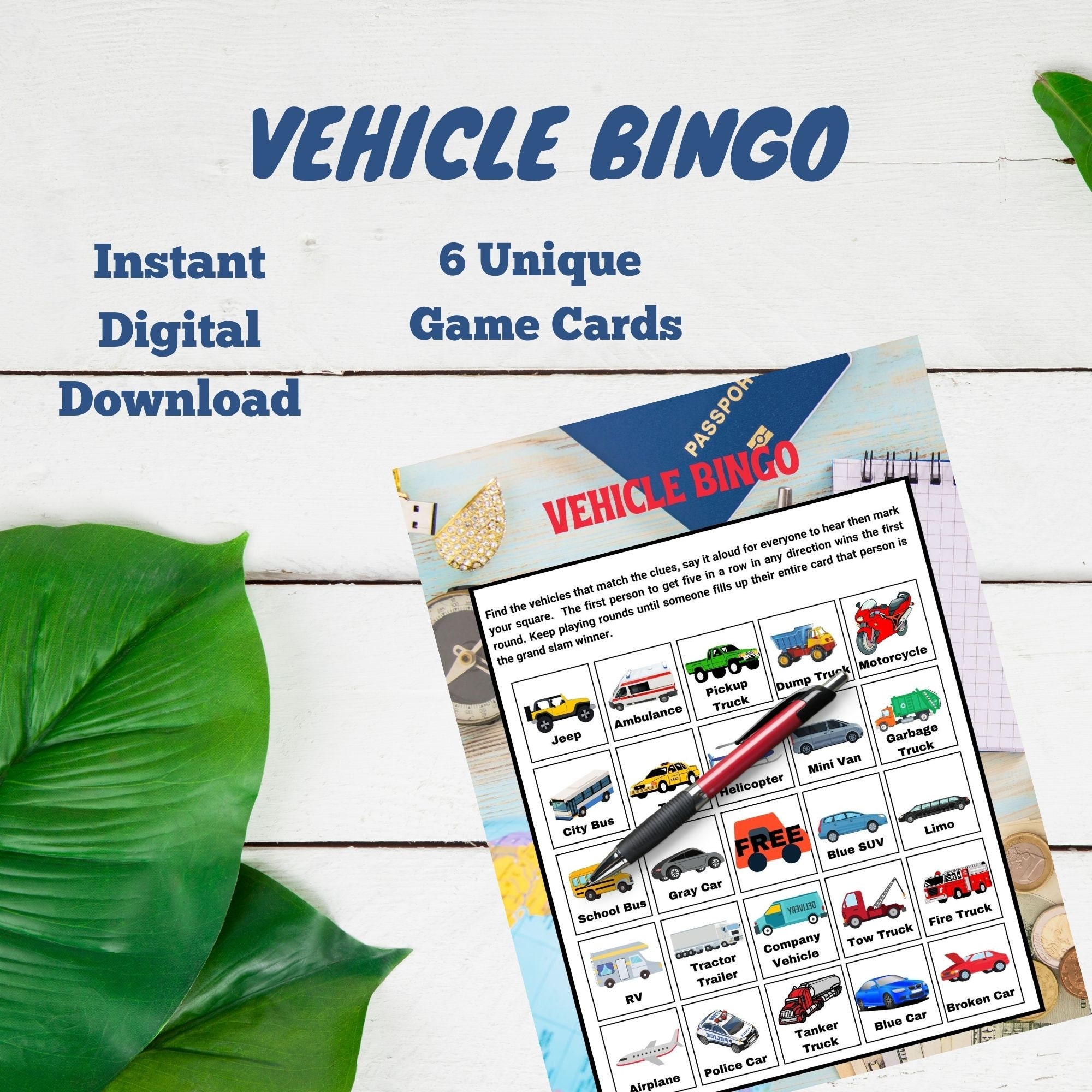 Vehicle Printable Bingo Game. Have Fun on Your Next Road Trip Digital ...