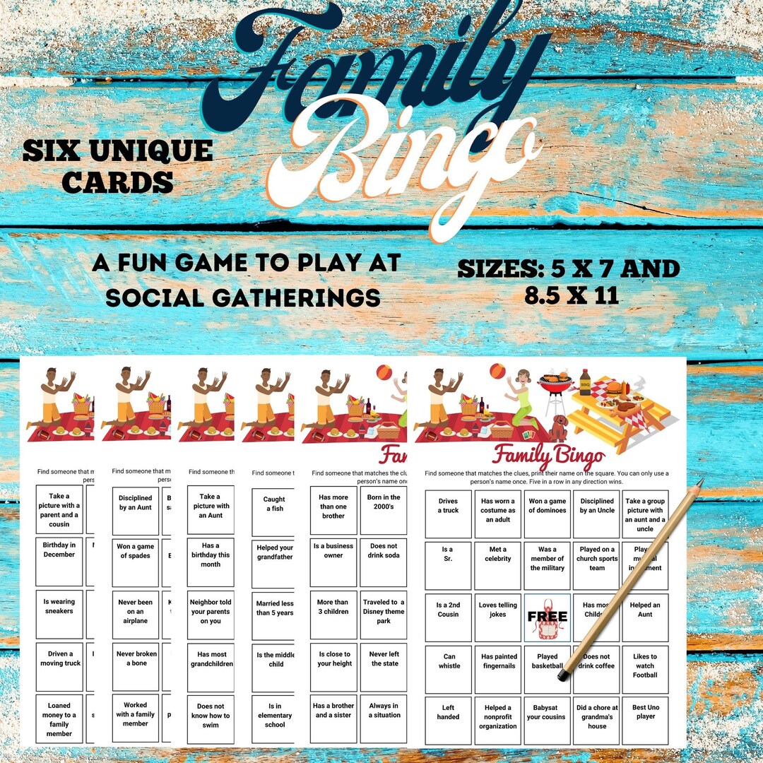 Family Printable Bingo Game Relatives Will Have Fun While Getting to ...