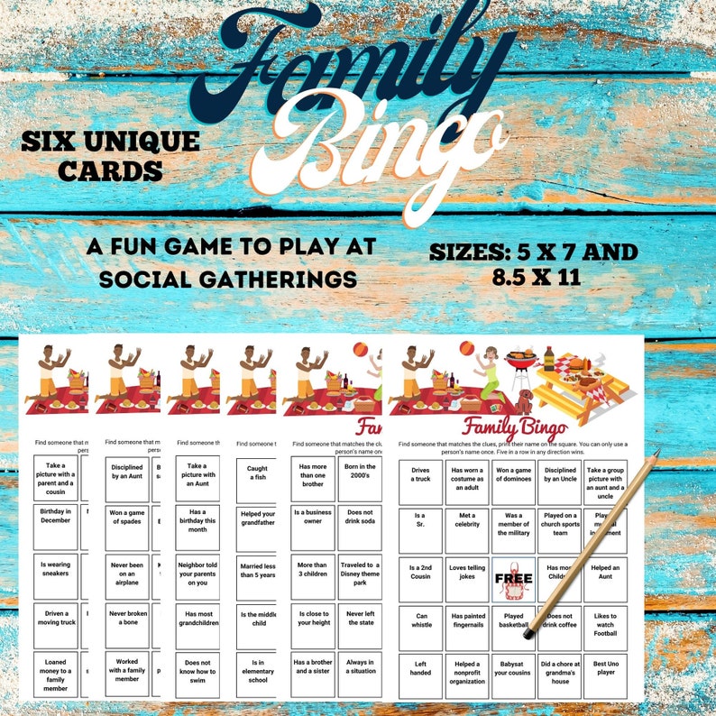 Family Printable Bingo Game Relatives Will Have Fun While Getting to ...