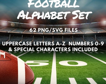 Football Turf Uppercase Letters SVG/PNG Clipart Alphabet and Numbers ...