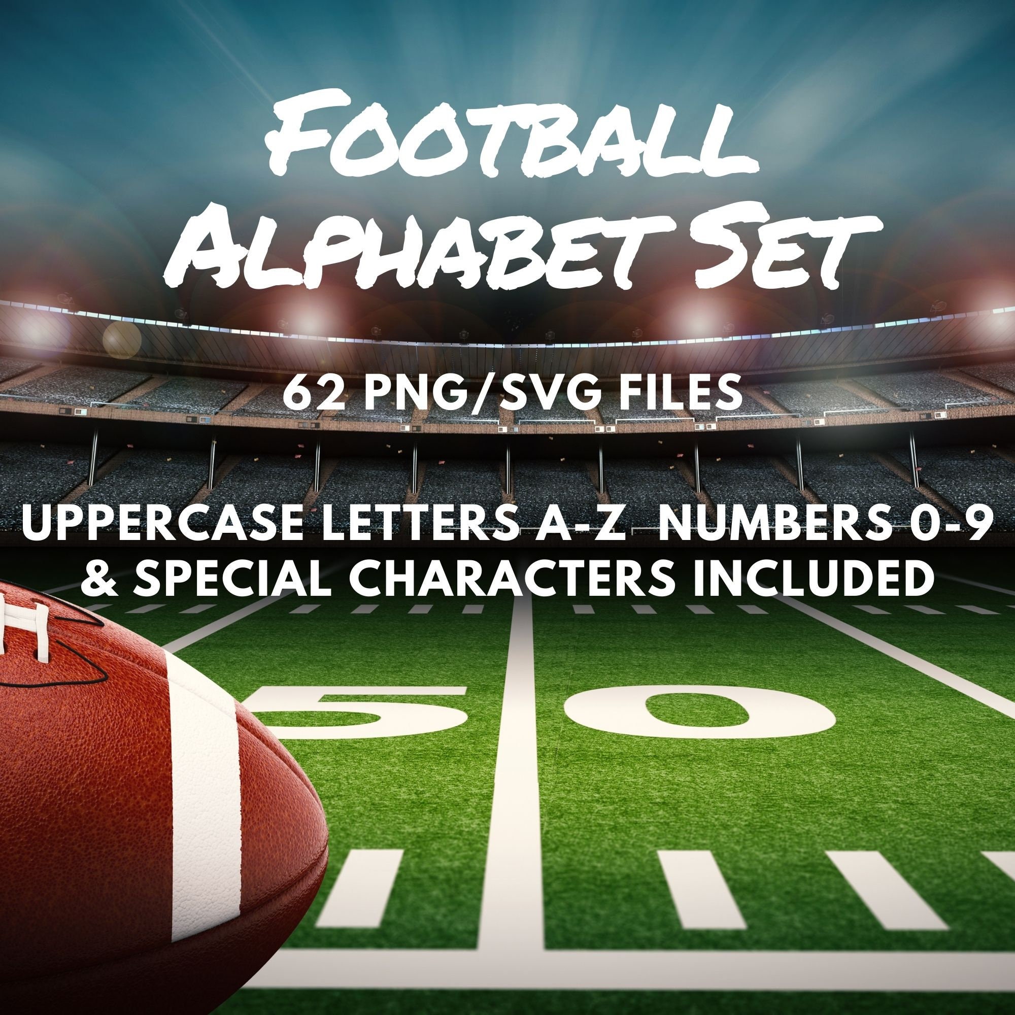 Football Uppercase Letters SVG/PNG Clipart Alphabet and Numbers Instant ...