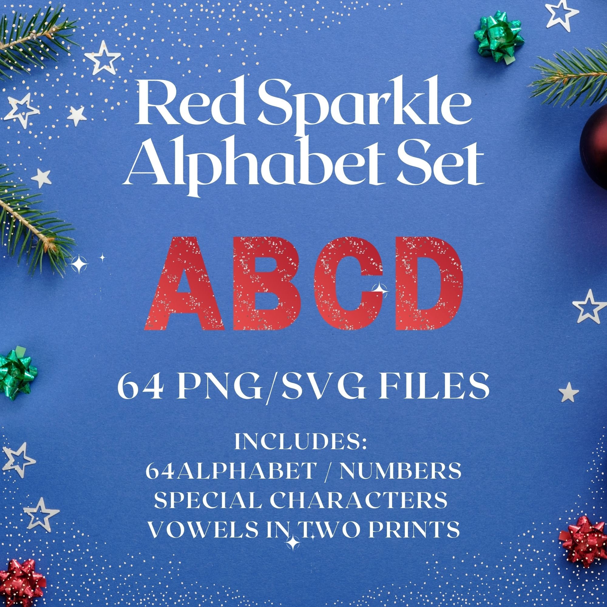 Holiday Uppercase Letters SVG/PNG Clipart Alphabet and Numbers Instant ...