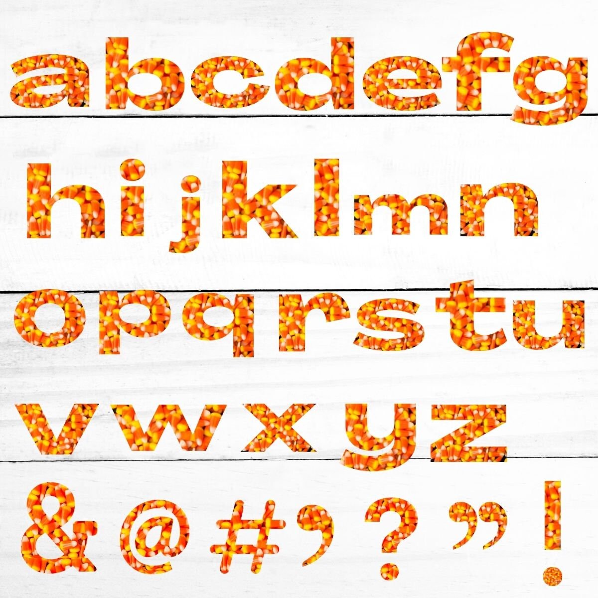 Candy Corn Lowercase Letters SVG/PNG Clipart Alphabet and Numbers ...