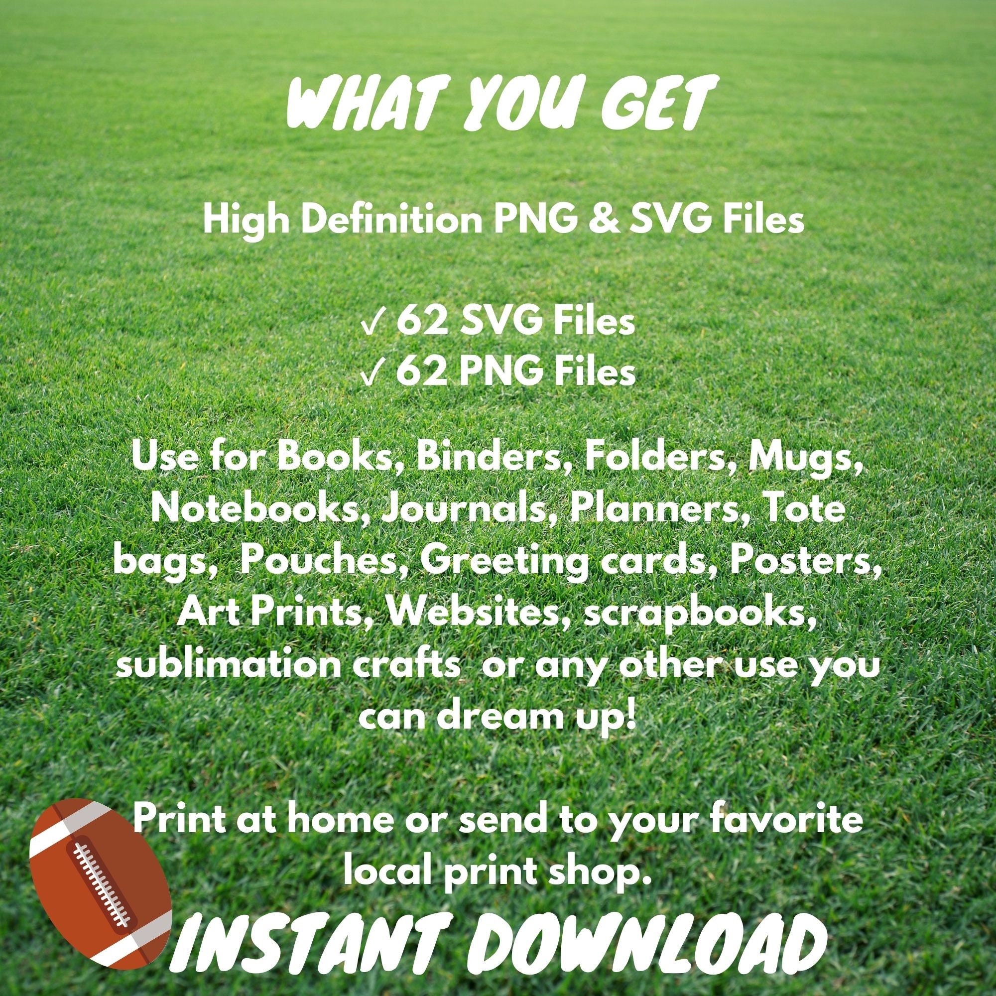 Football Uppercase Letters SVG/PNG Clipart Alphabet and Numbers Instant ...