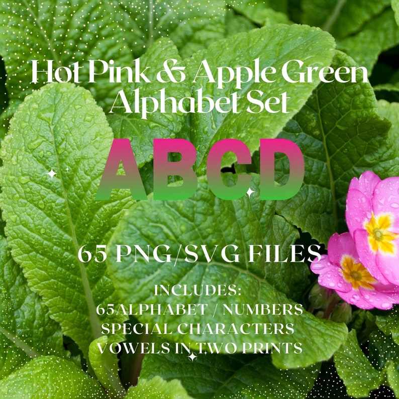 Pink & Green Gradient Uppercase Alphabet SVG/PNG Clipart Letters ...