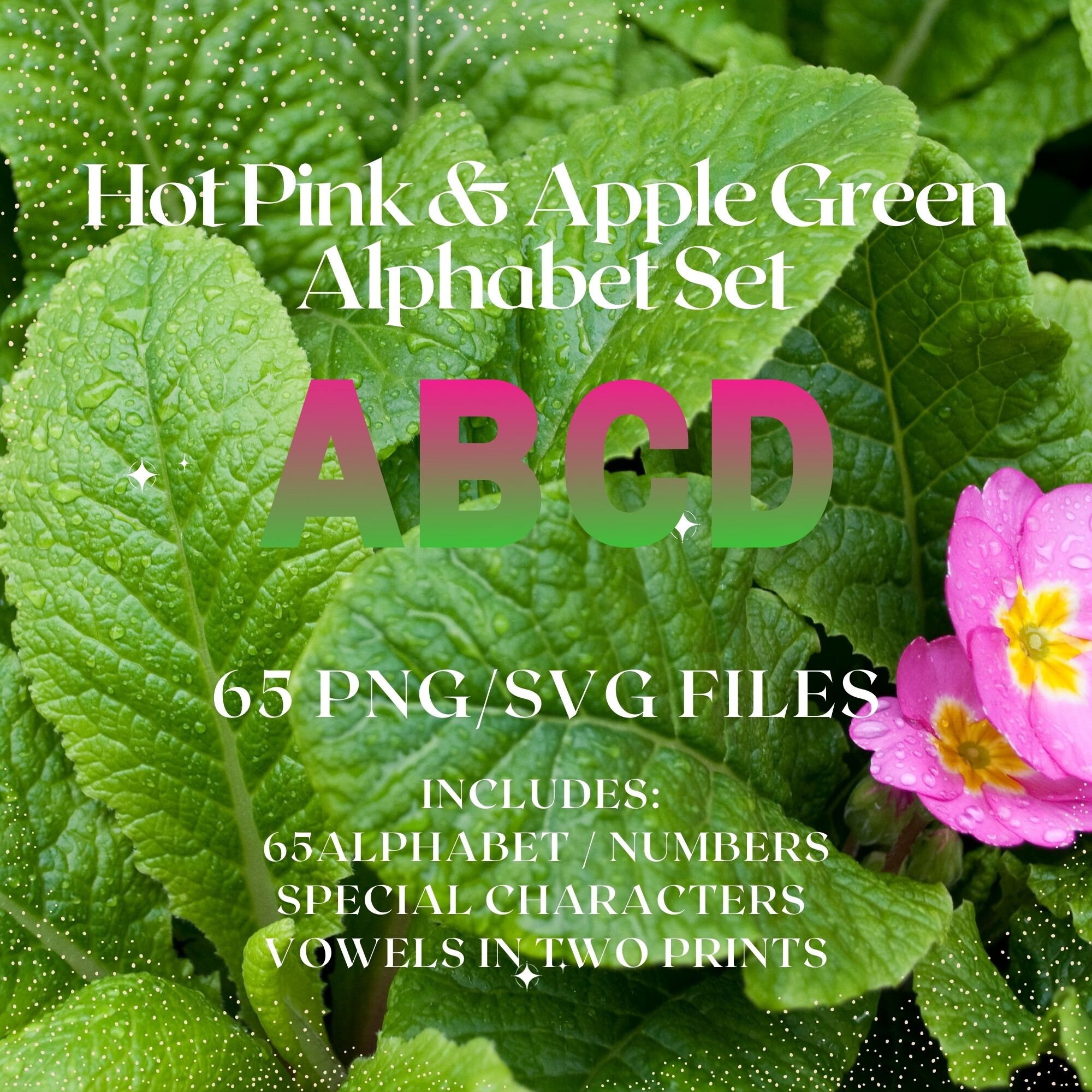 Pink & Green Gradient Uppercase Alphabet SVG/PNG Clipart Letters ...