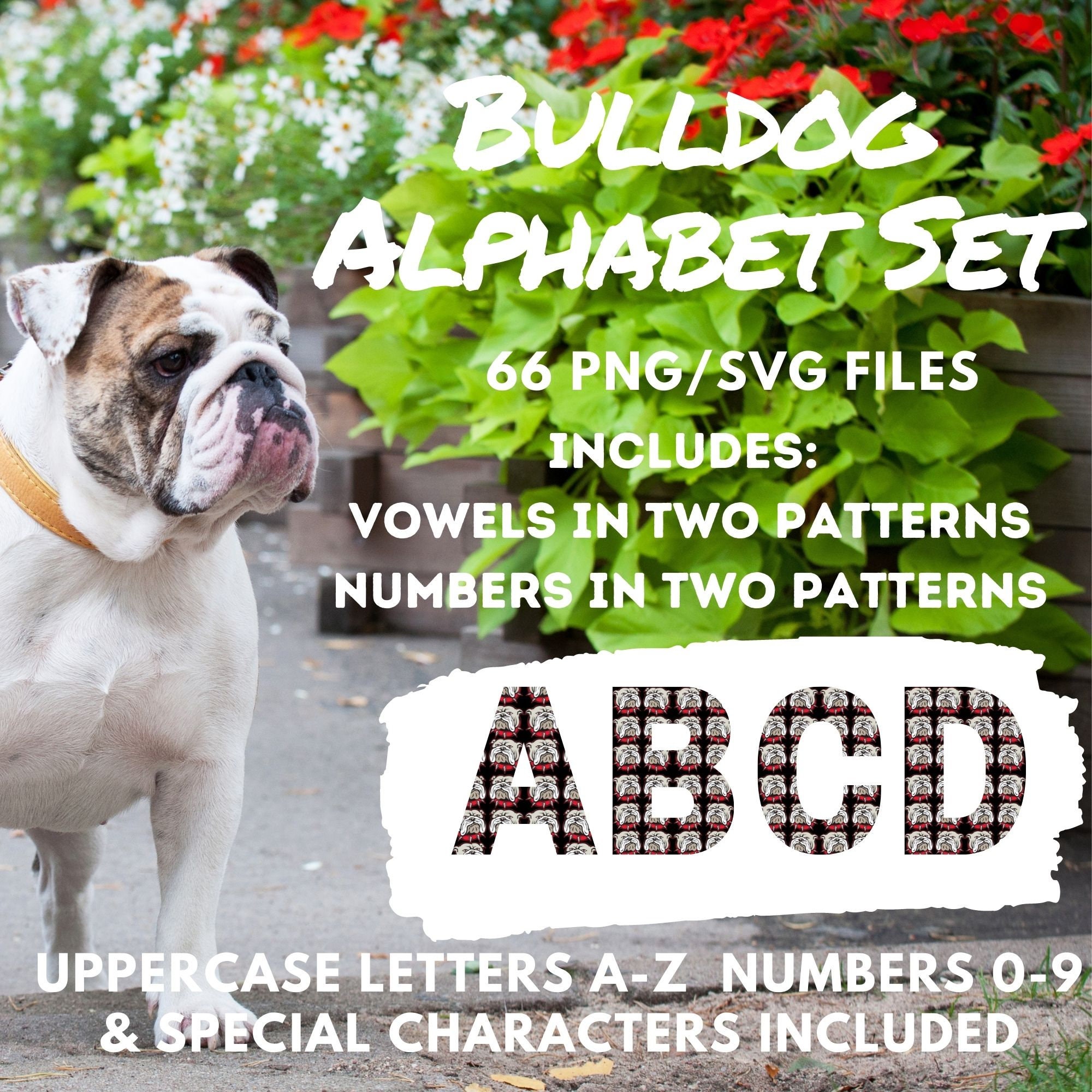 Bulldog Uppercase Alphabet SVG/PNG Clipart Letters/numbers Instant ...