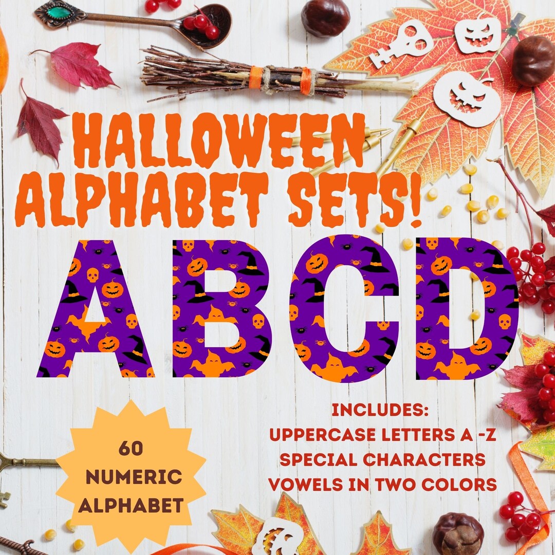 Halloween Uppercase Letters SVG/PNG Clipart Alphabet and Numbers ...
