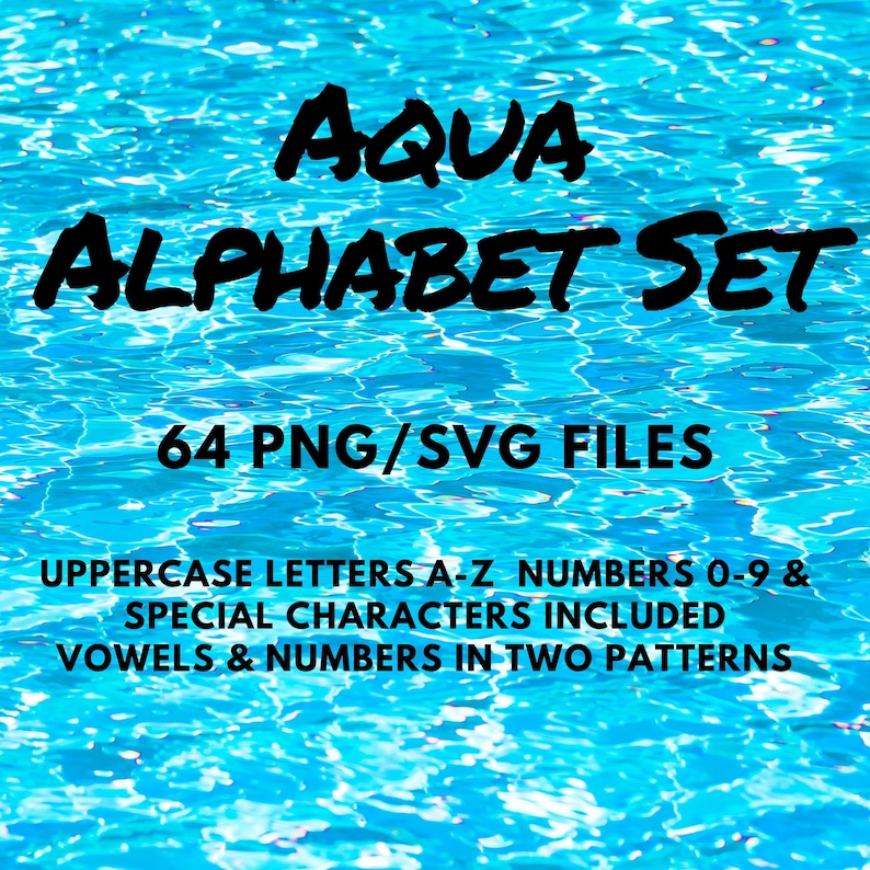 Aqua Print Uppercase Letters SVG/PNG Clipart Alphabet and Numbers ...